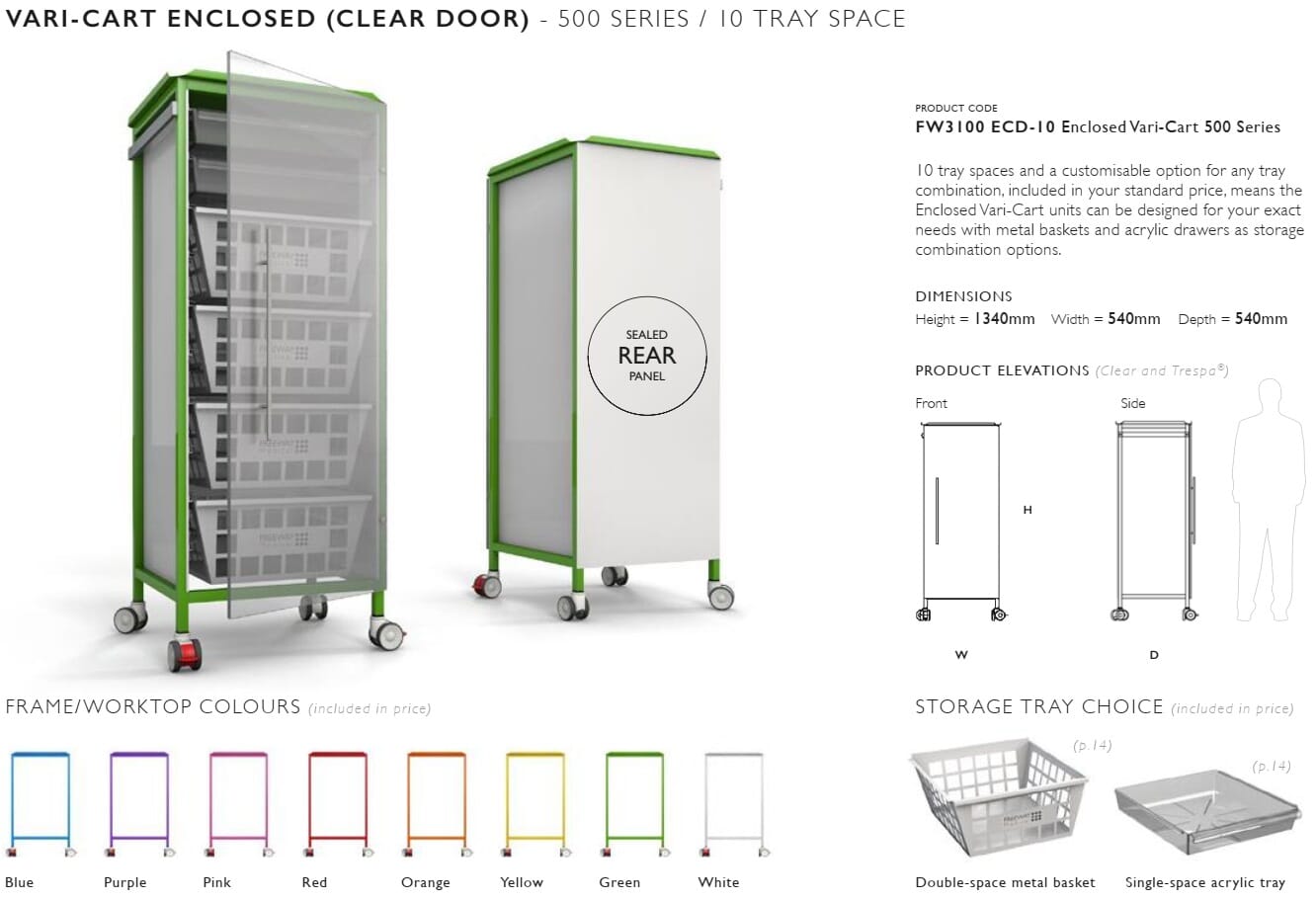 Freeway Medical Enclosed Vari - Cart - Clear Door | Freeway Medical