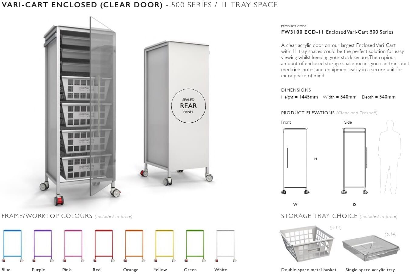 Freeway Medical Enclosed Vari - Cart - Clear Door | Freeway Medical