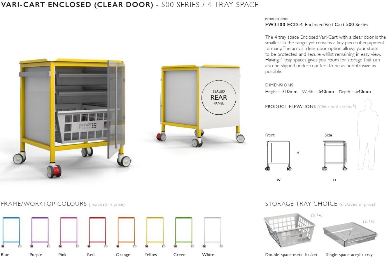 Freeway Medical Enclosed Vari - Cart - Clear Door | Freeway Medical