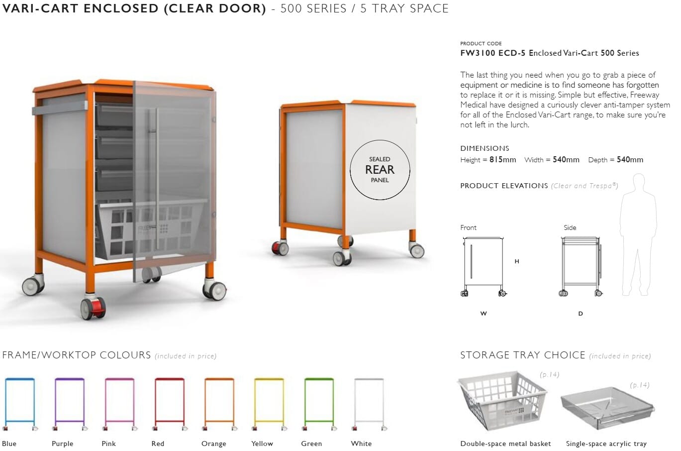 Freeway Medical Enclosed Vari - Cart - Clear Door | Freeway Medical