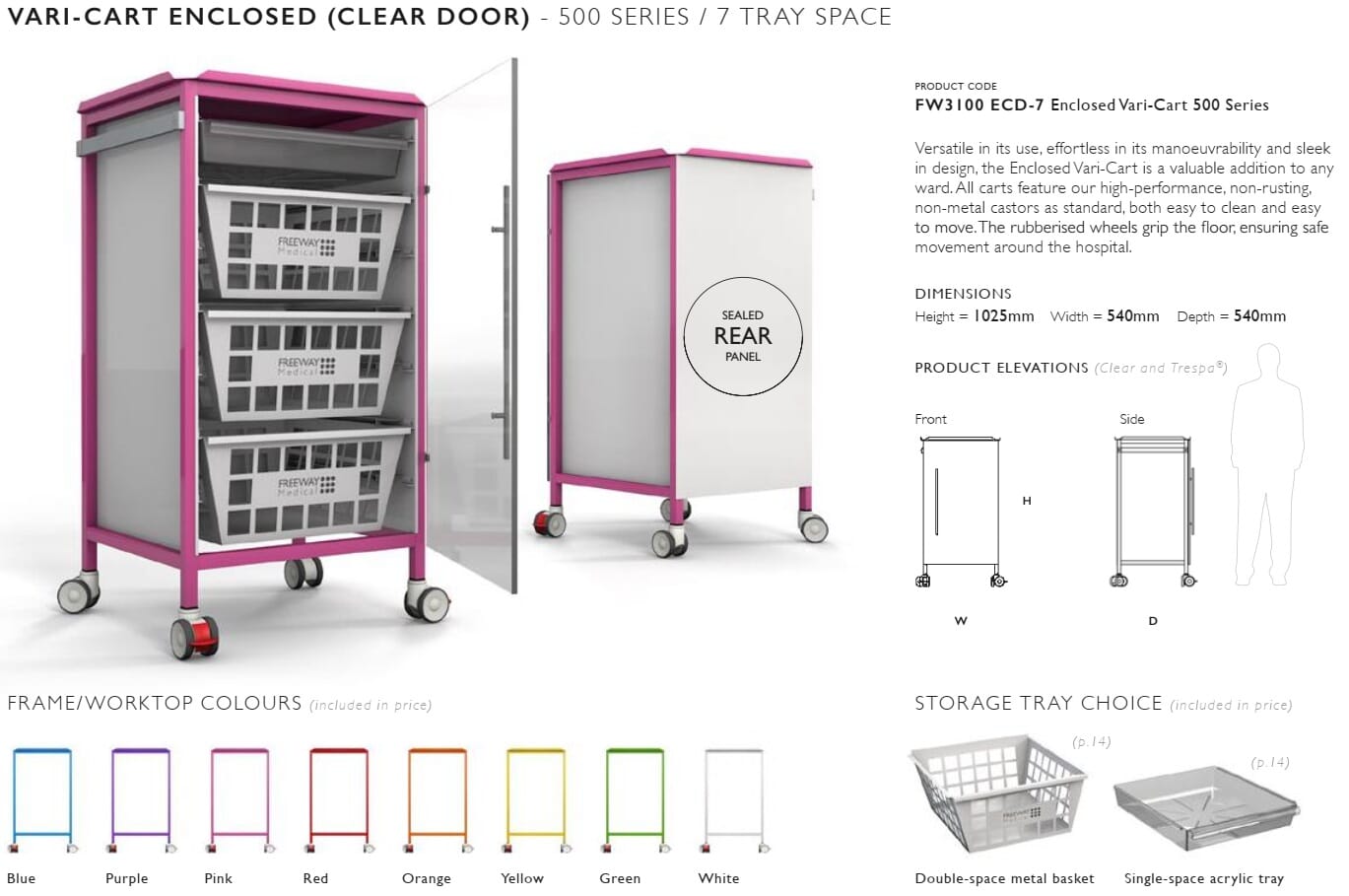Freeway Medical Enclosed Vari - Cart - Clear Door | Freeway Medical