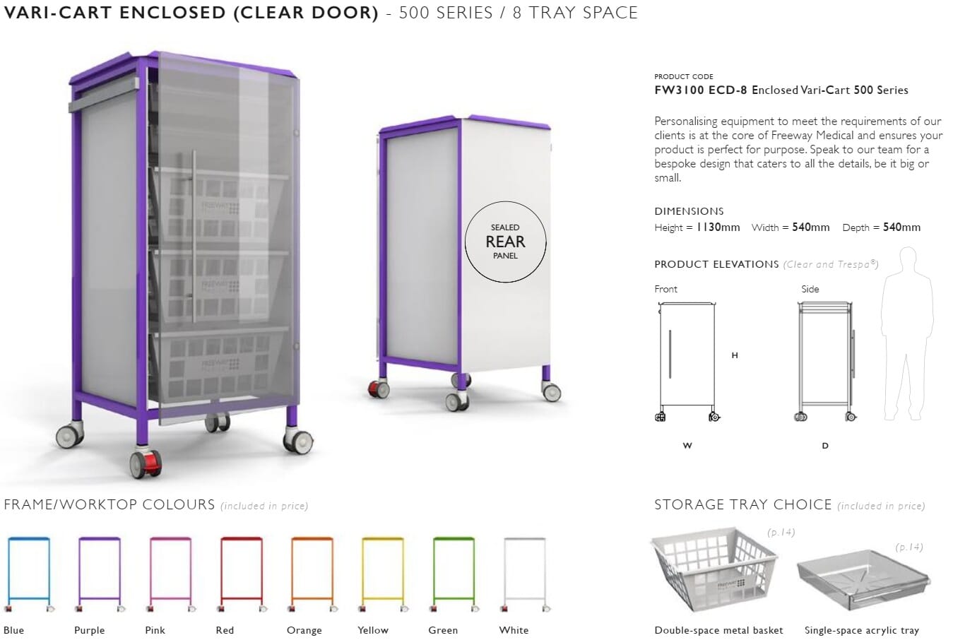 Freeway Medical Enclosed Vari - Cart - Clear Door | Freeway Medical