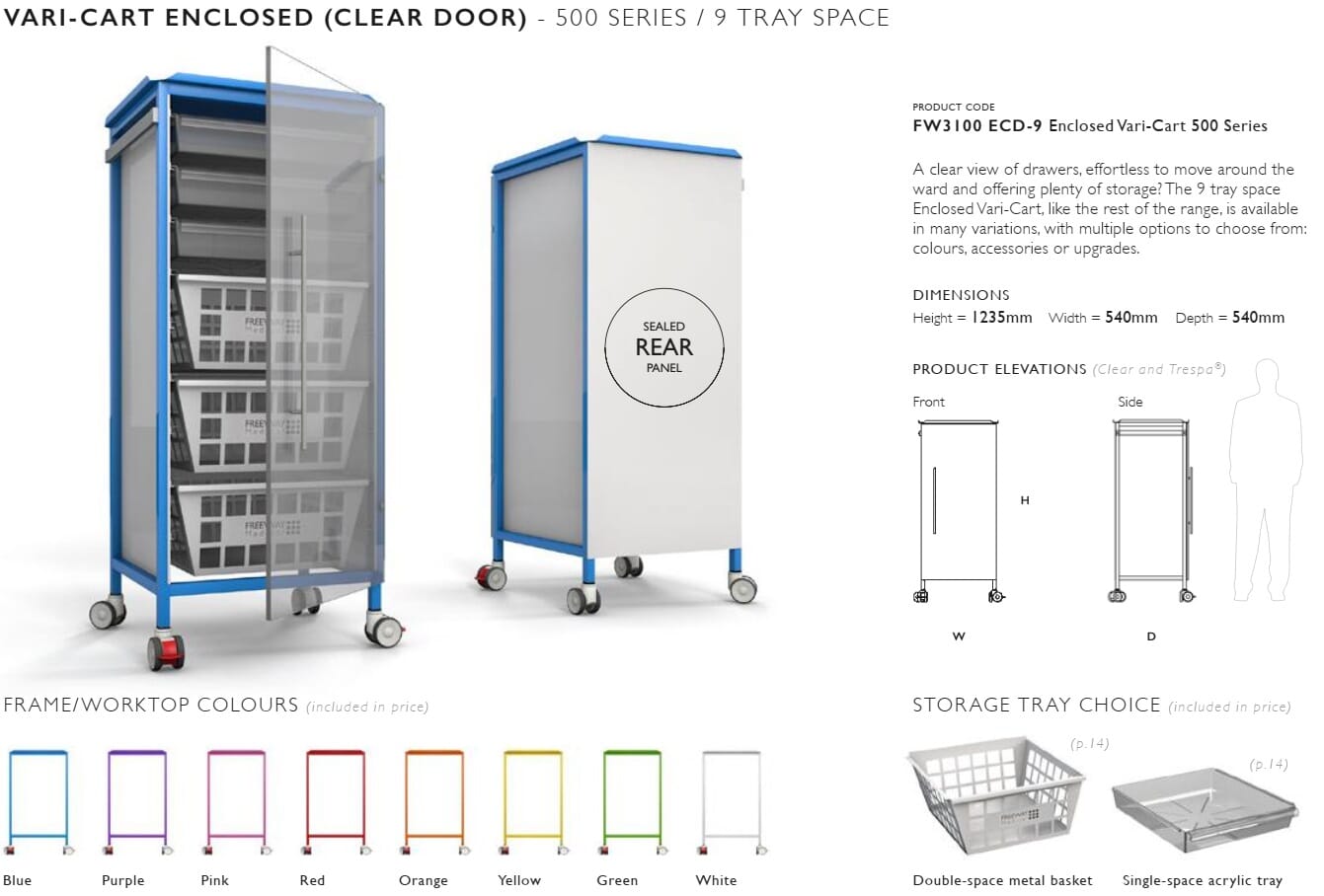 Freeway Medical Enclosed Vari - Cart - Clear Door | Freeway Medical