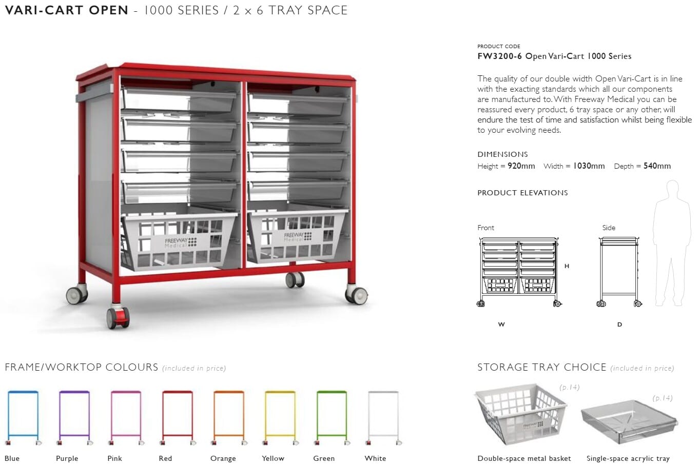 FW3200-6 Double Vari - Cart | Freeway Medical