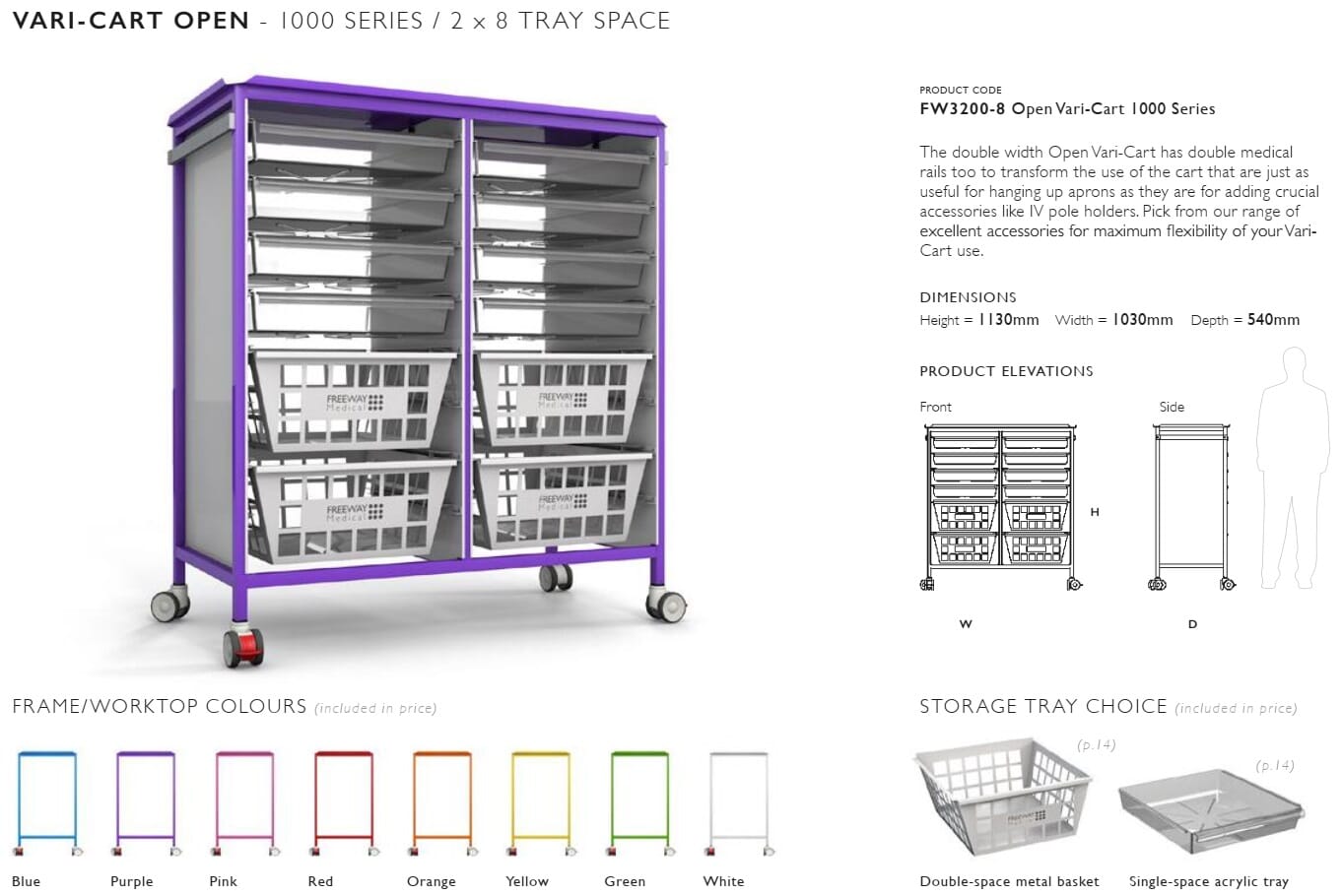FW3200-8 Double Vari - Cart | Freeway Medical