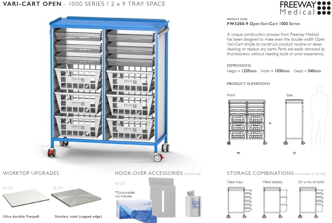 FW3200-9 Double Vari - Cart | Freeway Medical